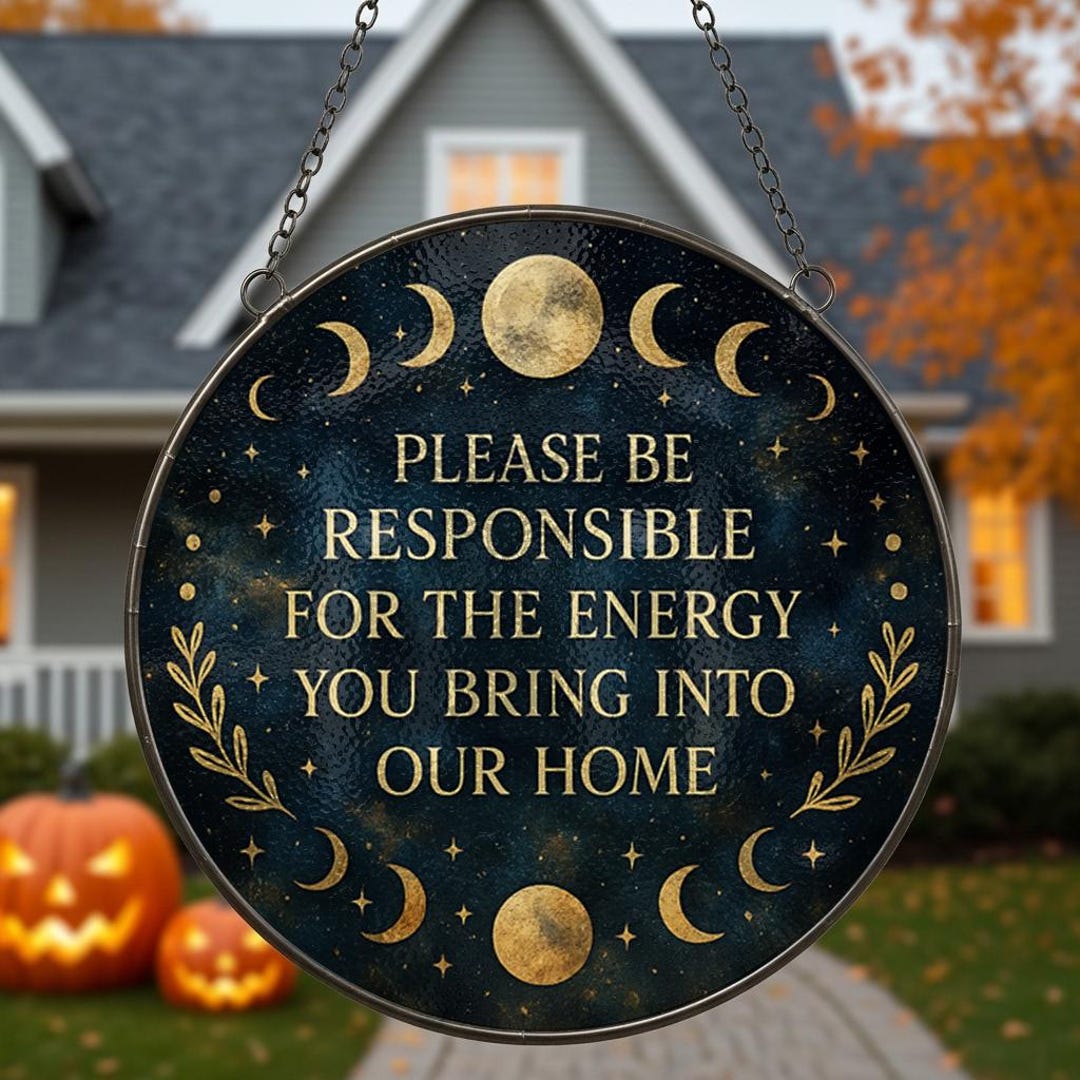 Wiccan Stained Glass Moon Phase Suncatcher: Witchy Home Decor - Etsy