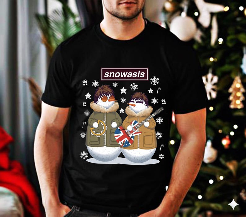 Snowasis Christmas T-shirt, Funny Xmas Music Band Spoof Tee, Snowman ...