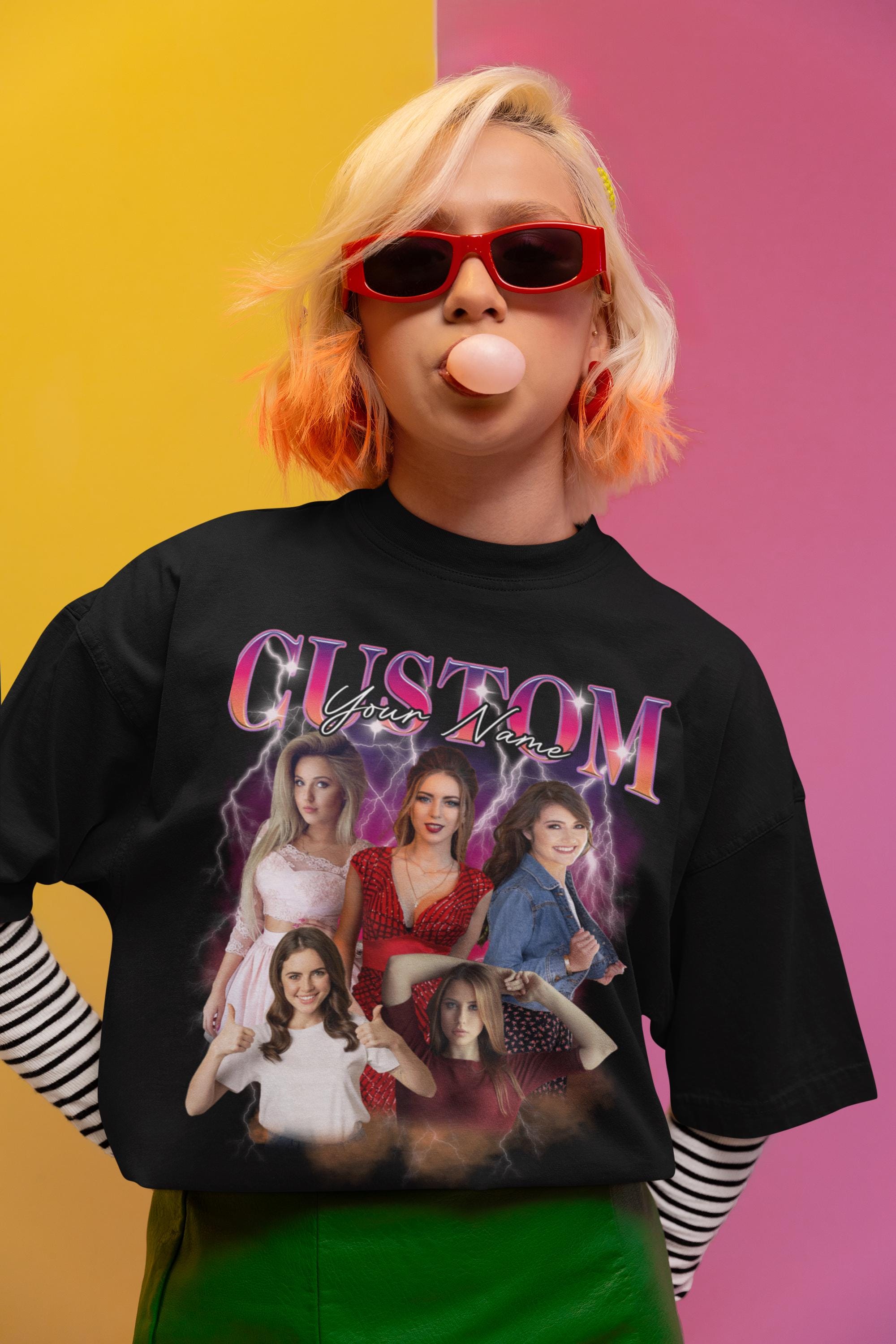 Custom Retro Bootleg Rap Tee: Personalized Photo T-shirt - Etsy