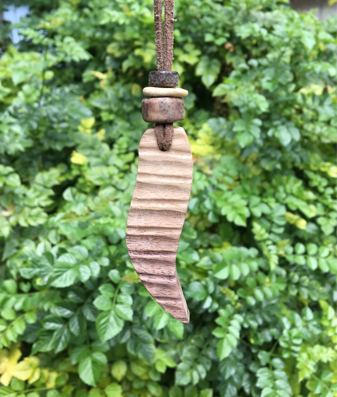 Hand Carved Walnut Wooden Diffuser Pendant Unisex Non-metal Metal Free ...