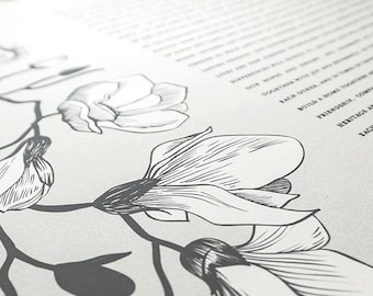 Ketubah Papercut Southern Magnolias metallic Border Design - Etsy