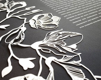 Ketubah Papercut Southern Magnolias classic Design - Etsy