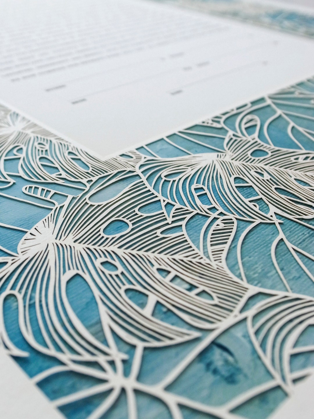 Ketubah Papercut Tropical Frame printed Border Design - Etsy