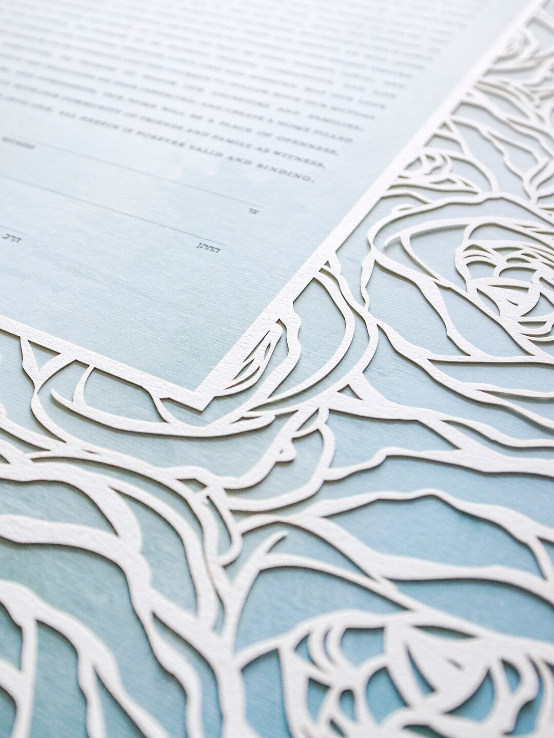 Ketubah Papercut Roses Frame classic Design - Etsy
