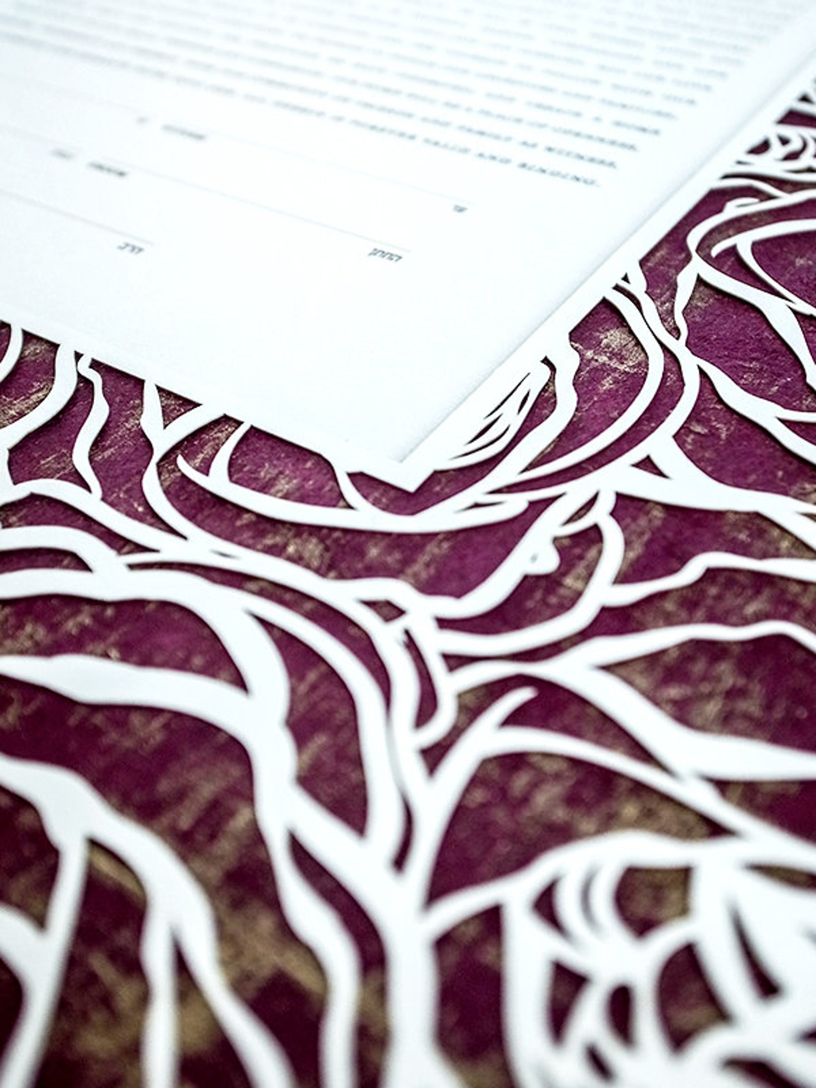 Ketubah Papercut Roses Frame metallic Border Design - Etsy