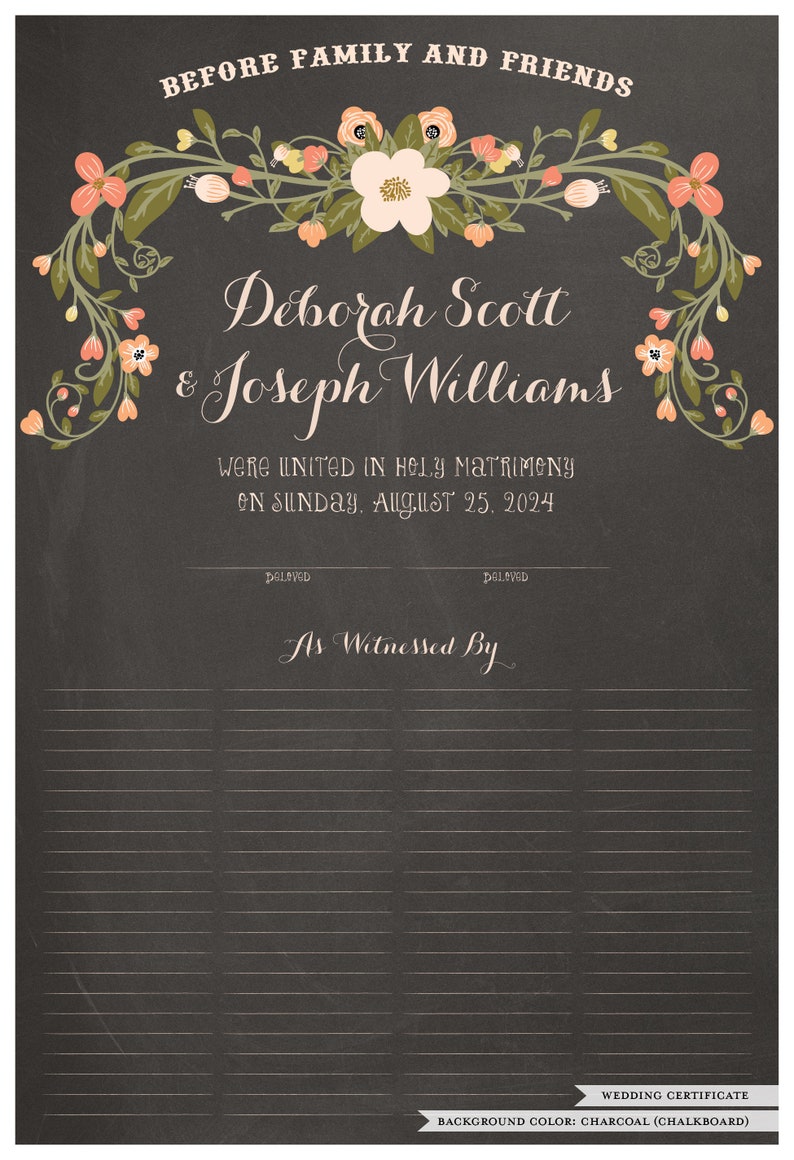 Quaker Marriage Certificate and Wedding Certificate Flower - Etsy
