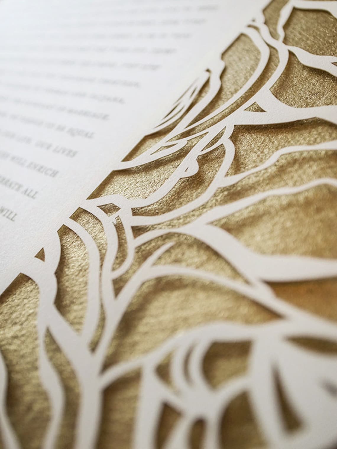 Ketubah Papercut Roses Frame Metallic Gold | Etsy