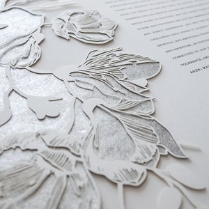 Ketubah Papercut Southern Magnolias metallic Border Design - Etsy