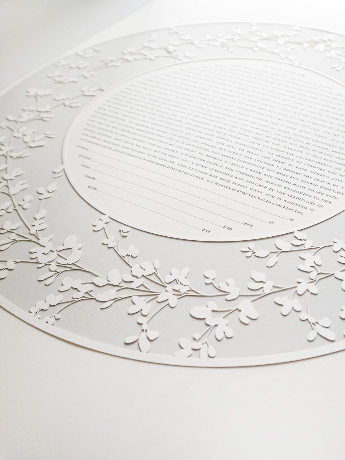 Circular Papercut Ketubah Printed Border - Circular Sprigs - Etsy