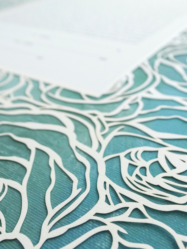 Ketubah Papercut Roses Frame printed Border Design - Etsy