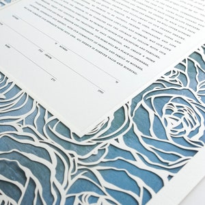 Ketubah Papercut Roses Frame printed Border Design - Etsy