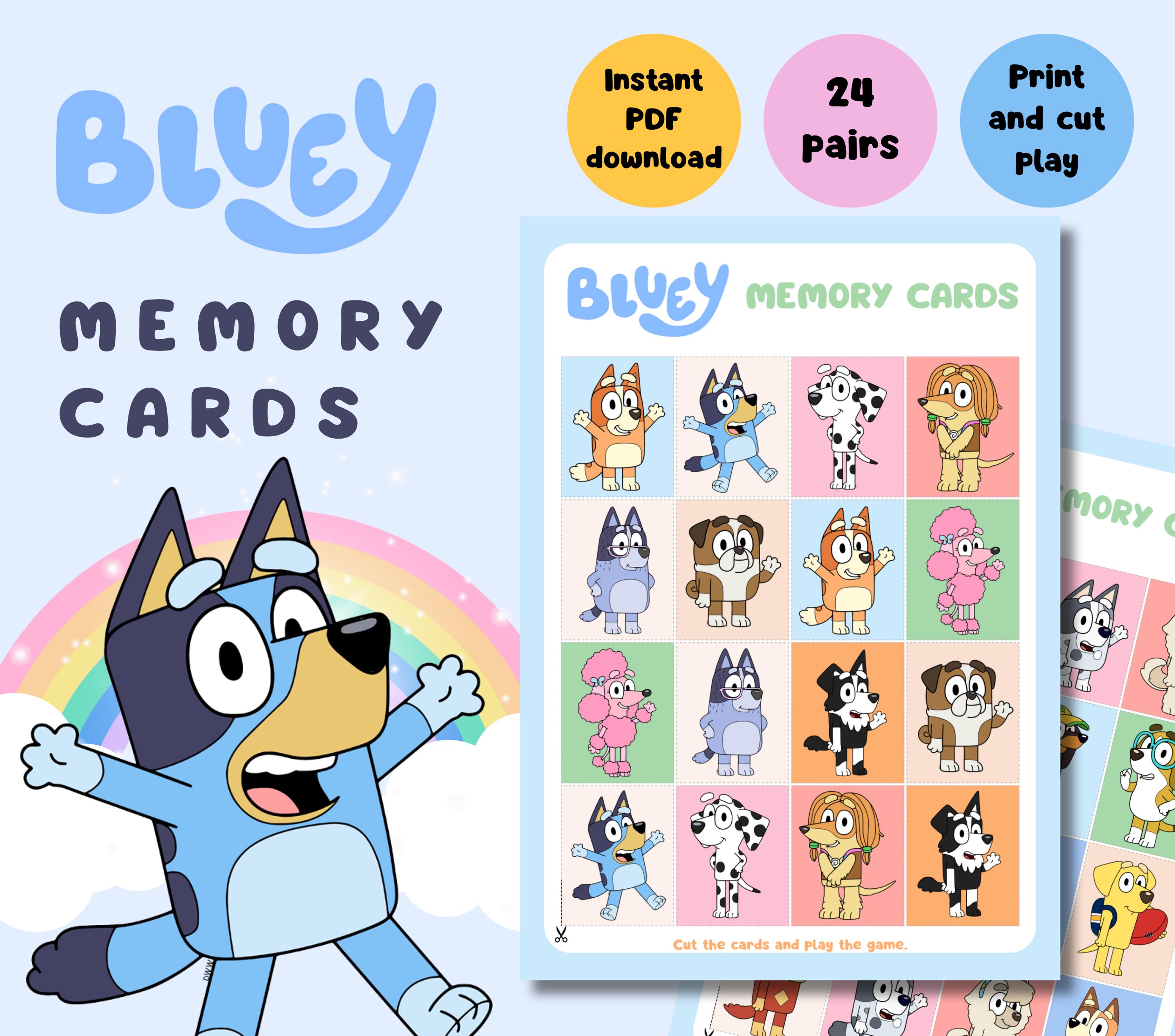 Bluey Memory Card Game Printable for Kids, Bluey Pexeso, Preschool Activity, Game for Kids ...