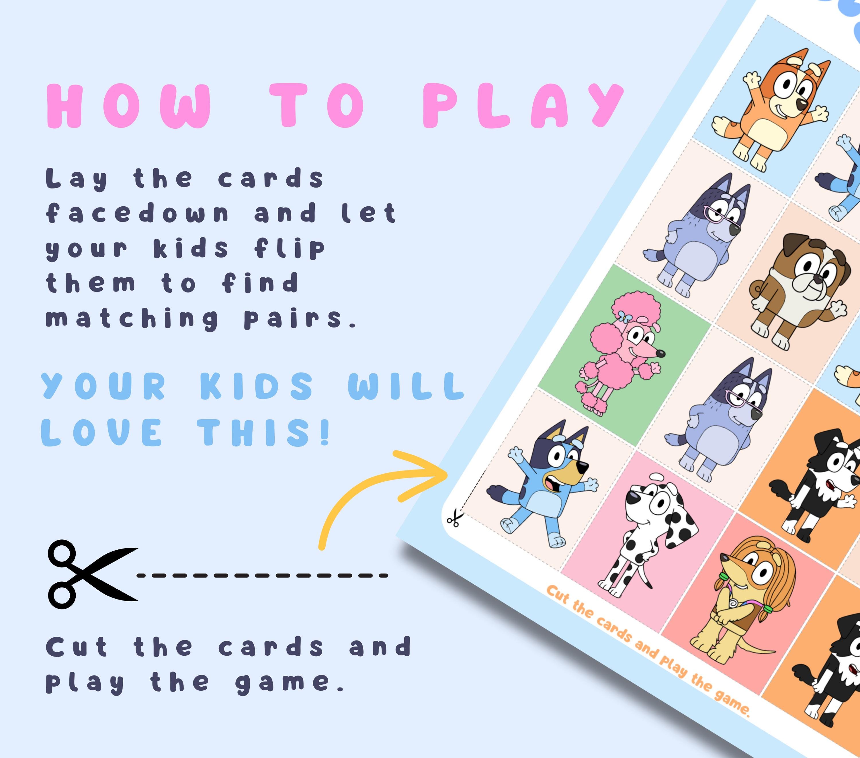 Bluey Memory Card Game Printable for Kids, Bluey Pexeso, Preschool ...