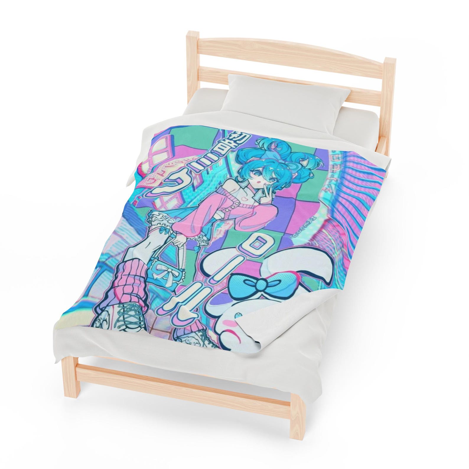 Hatsune Miku Design, Cozy Anime Throw, Otaku Gift, Vocaloid Bedroom ...