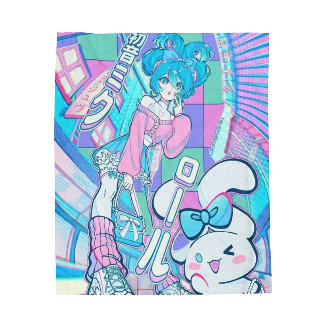 Hatsune Miku Design, Cozy Anime Throw, Otaku Gift, Vocaloid Bedroom ...