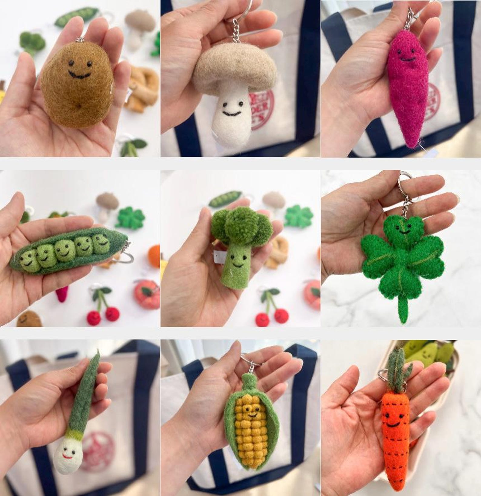 Handmade Felt Fruit & Veggie Keychains | Cute Wool Key Ring Gift ...