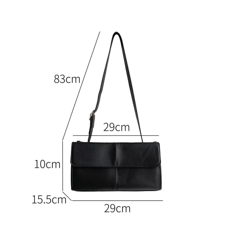 Minimalist Faux Leather Shoulder Bag – Rectangular Baguette Style ...