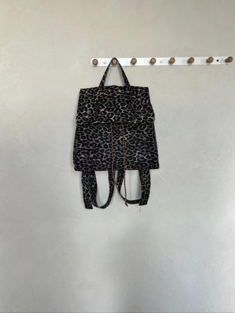 Leopard Print Backpack | Y2K Retro Animal Print Rucksack | Casual ...