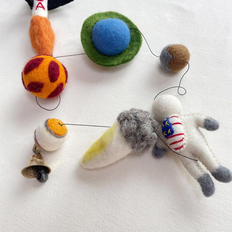 Outer Space Felt Mobile – Rocket, Astronaut, Planets – Handmade Nursery ...