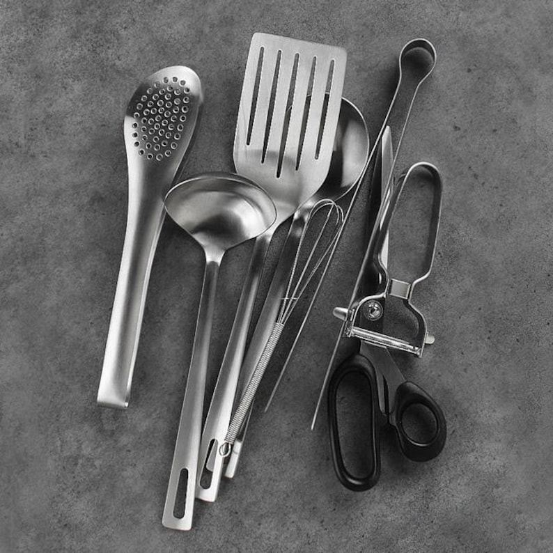 8-piece Stainless Steel Kitchen Utensil Set – Heavy-duty, Rust ...