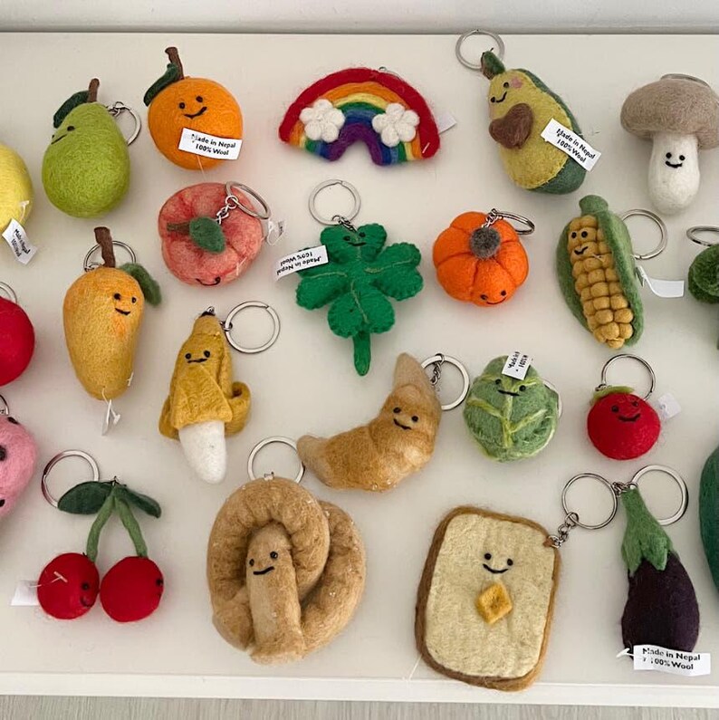 Felt Food Keychains Cute Vegetable, Fruit & Snack Accessories - Etsy
