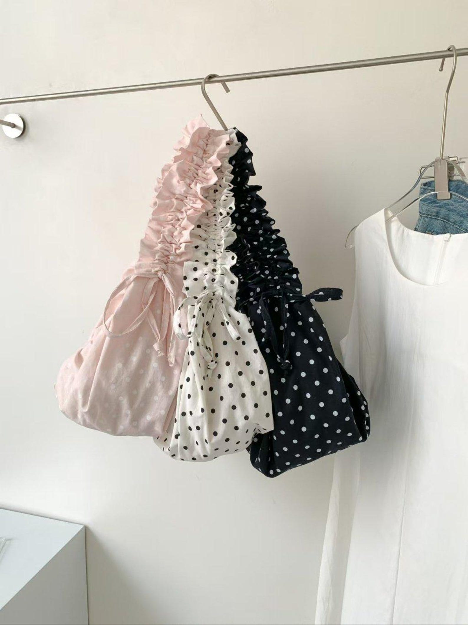 Ruffle Tote Bag | Y2K Aesthetic Shoulder Bag | Polka Dot Purse | Soft ...