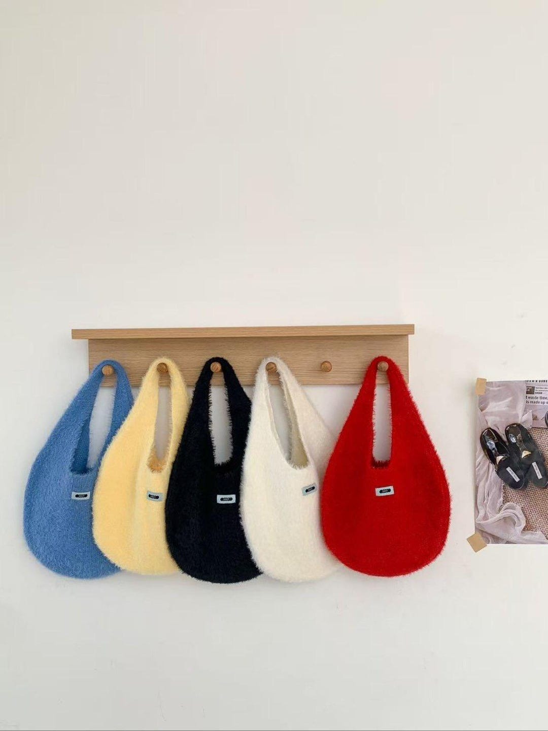 Fuzzy Shoulder Bag, Soft Plush Tote Purse, Winter Fluffy Handbag, Cozy ...