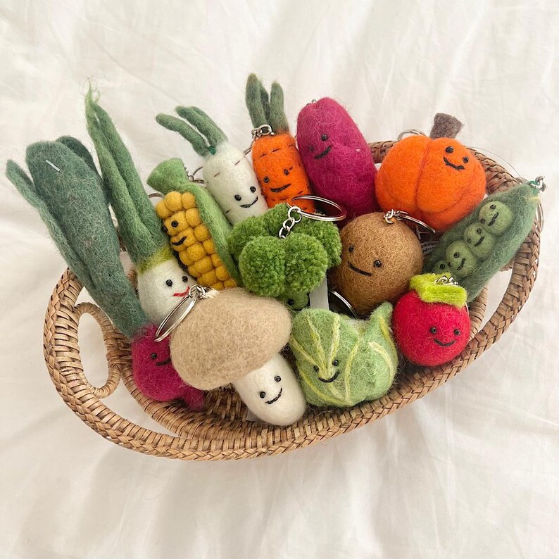 Felt Food Keychains Cute Vegetable, Fruit & Snack Accessories - Etsy