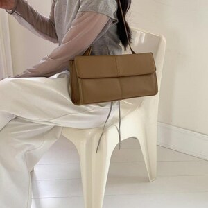 Minimalist Faux Leather Shoulder Bag – Rectangular Baguette Style ...