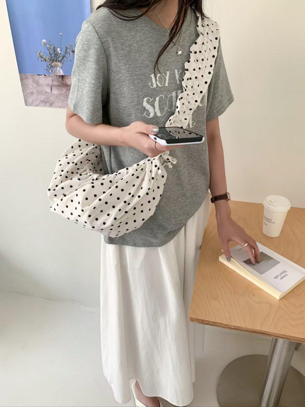 Ruffle Tote Bag | Y2K Aesthetic Shoulder Bag | Polka Dot Purse | Soft ...