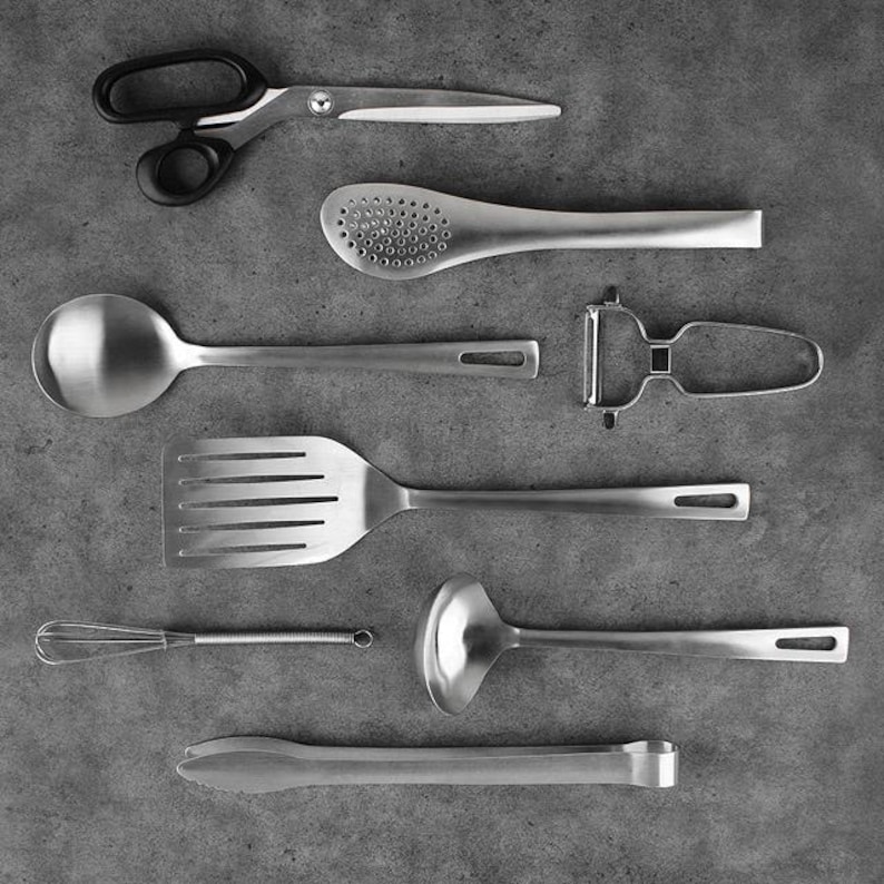 8-piece Stainless Steel Kitchen Utensil Set – Heavy-duty, Rust ...