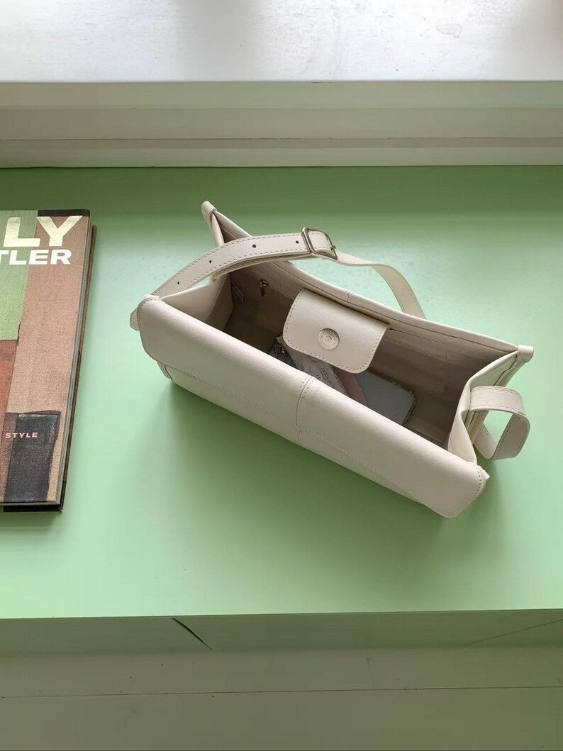 Minimalist Faux Leather Shoulder Bag – Rectangular Baguette Style ...