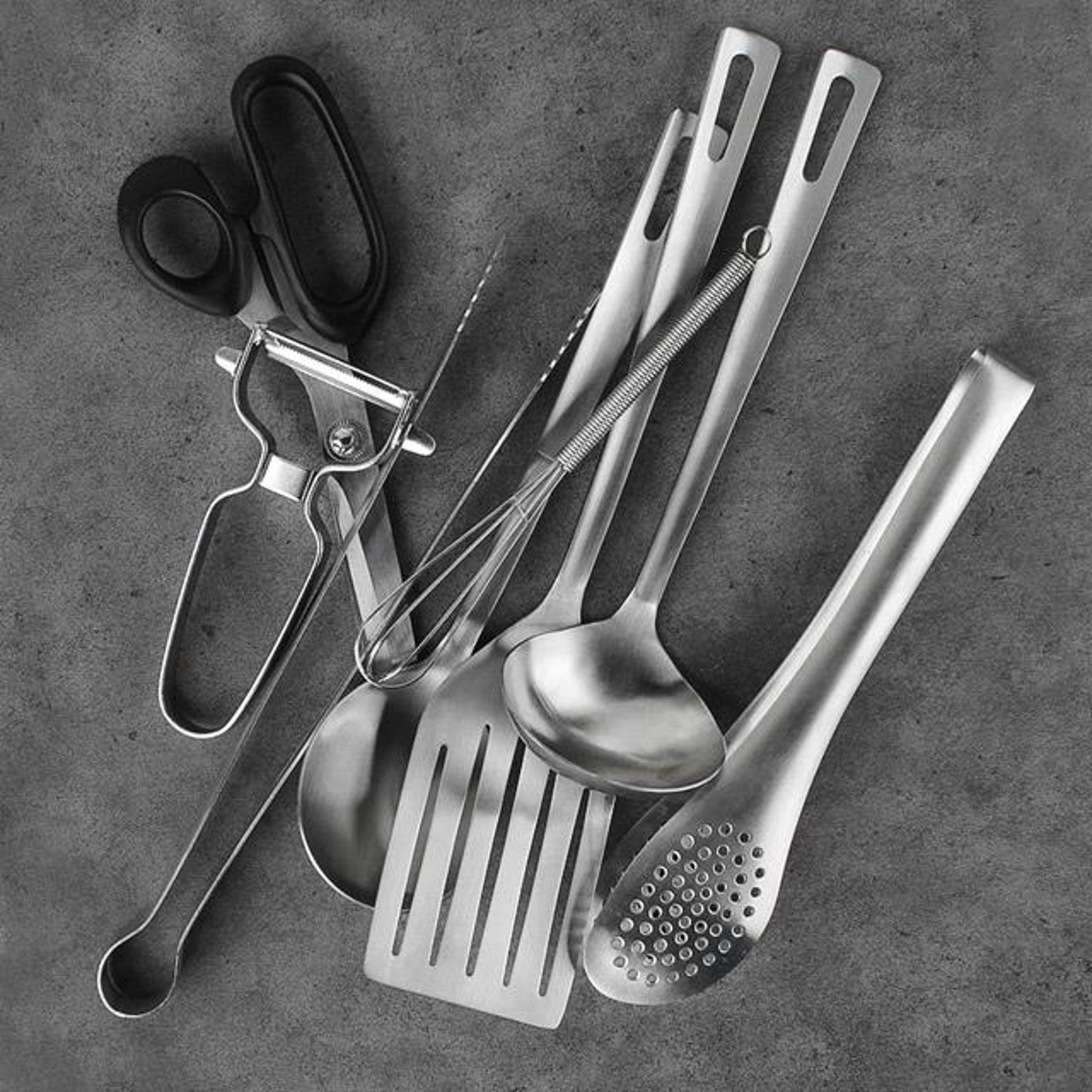 8-piece Stainless Steel Kitchen Utensil Set – Heavy-duty, Rust ...