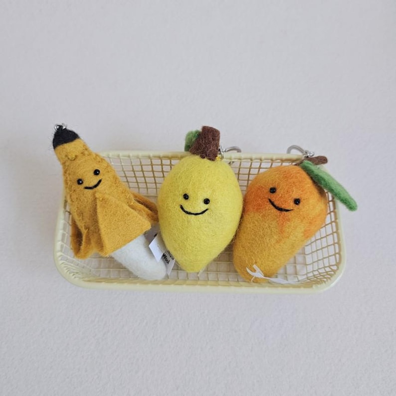 Cute Felt Vegetable Fruit Keychains – Handmade Kawaii Plush Key Ring ...