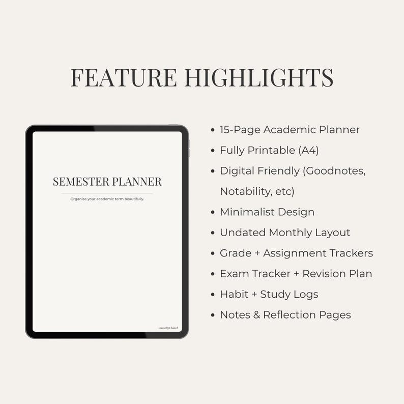 Semester Planner Bundle Printable | PDF With Assignments, Exams, Budget ...