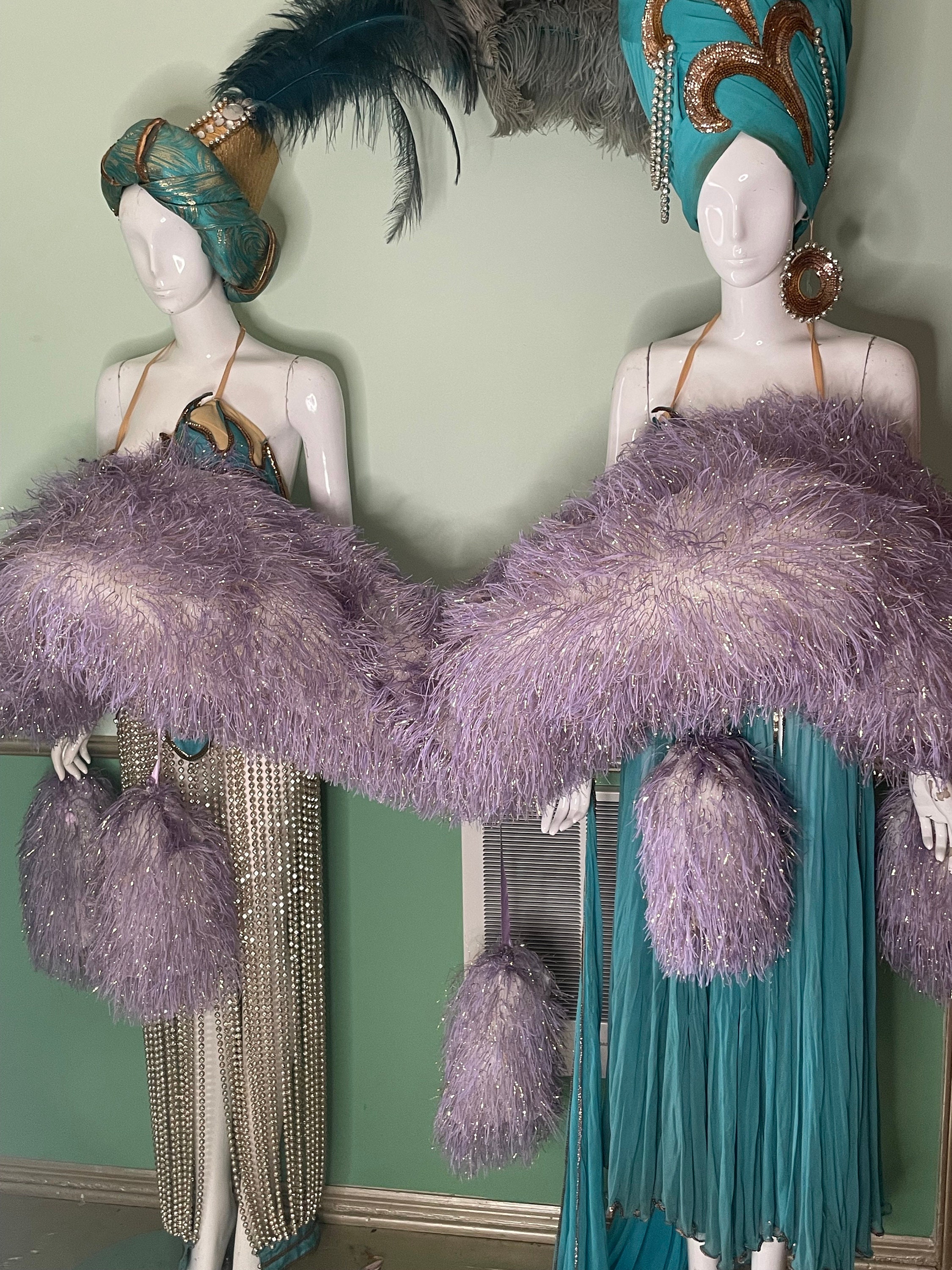 Deluxe Vegan Faux Ostrich Boa With Tails Showgirl Burlesque Red Carpet ...