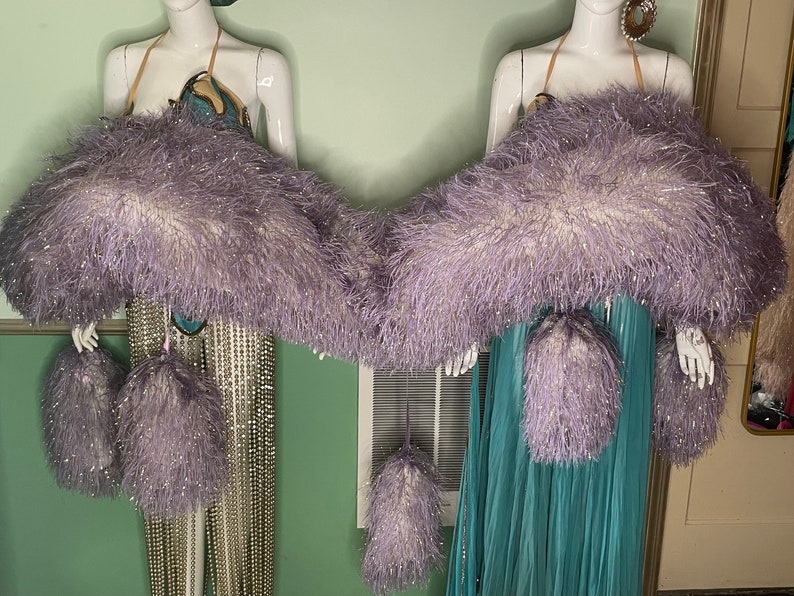 Deluxe Vegan Faux Ostrich Boa With Tails Showgirl Burlesque Red Carpet ...
