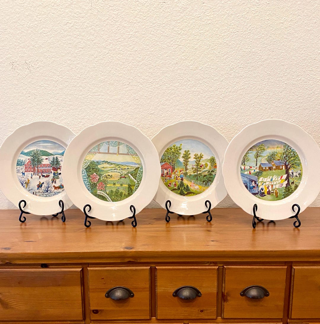 Set of 4 Vintage "grandma Moses" 12-inch Service Charger Plates by ...