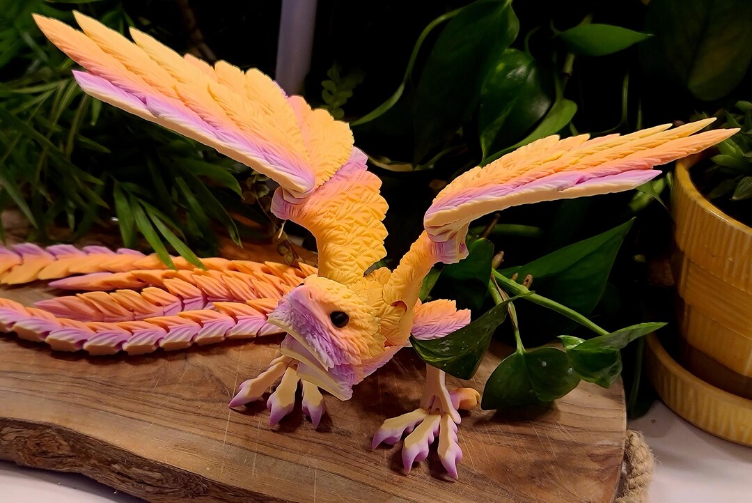 3D Printed Articulated Phoenix: Poseable Mythical Bird Decor - Etsy