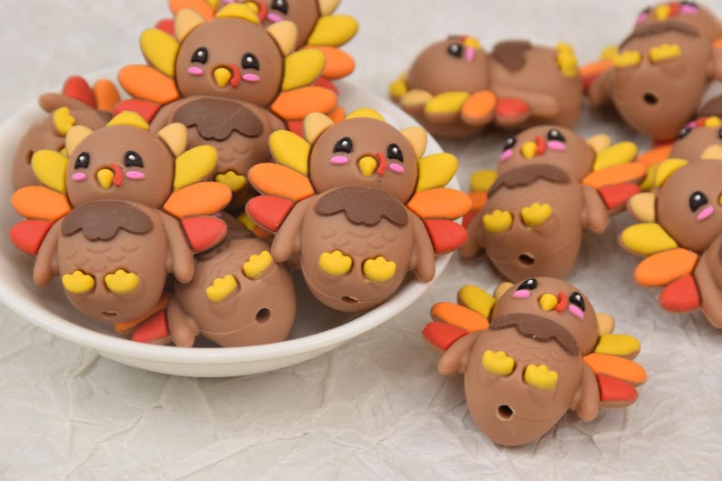 3D Turkey Thanksgiving Focal Silicone Beads,diy Loose Pen Bead,focus ...