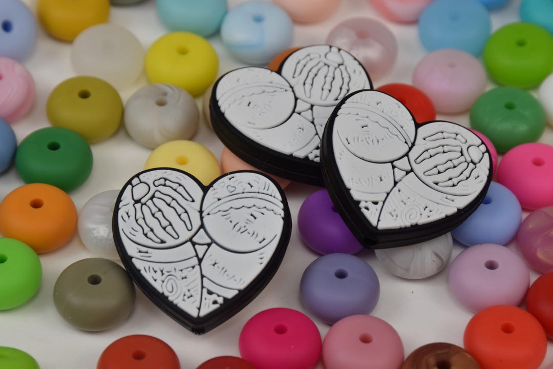 Skeleton Hand Heart Focal Silicone Beads,skull Hand DIY Focus Pen Bead ...