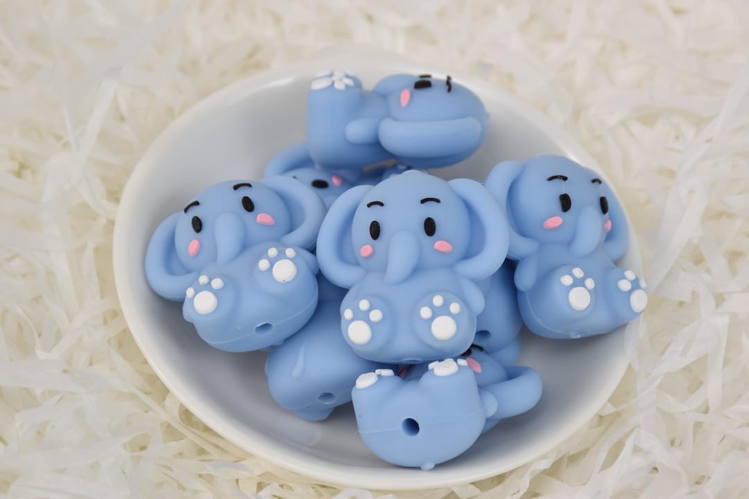 3D Elephant Animal Focal Silicone Beads,diy Pen Loose Bead,gifts Charms ...