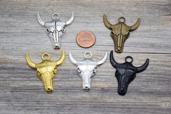 10 Bull Head Charm Cow Charm Cattle Pendant Buffalo Western - Etsy