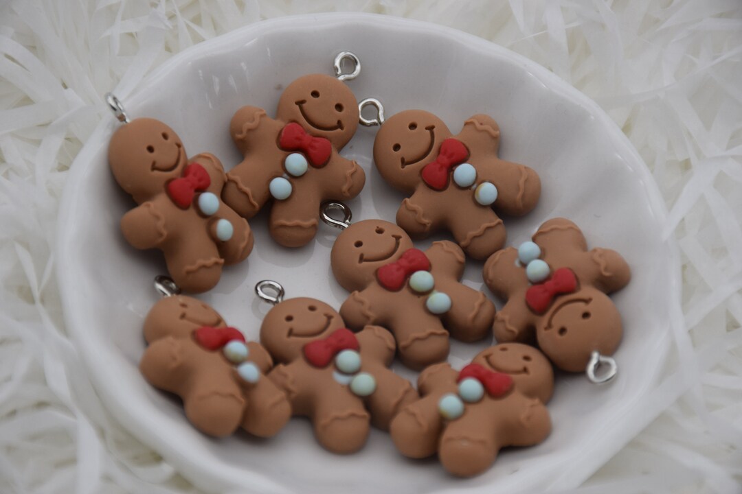 12 Resin/plastic Gingerbread Man Cabochons,cookie Christmas Tree ...