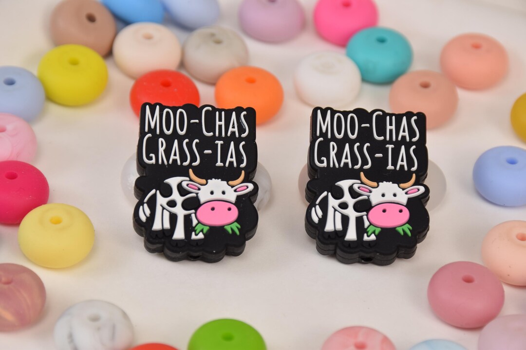 Moo-chas Grass-ias Cow Silicone Beads,focal Bead,gifts for Beadable ...