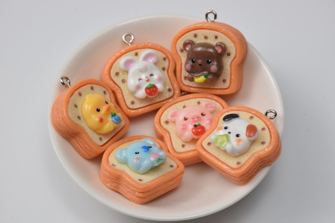 Cute Toast Resin Pendant,plastic Bread Gift Charm,diy Jewelry ...