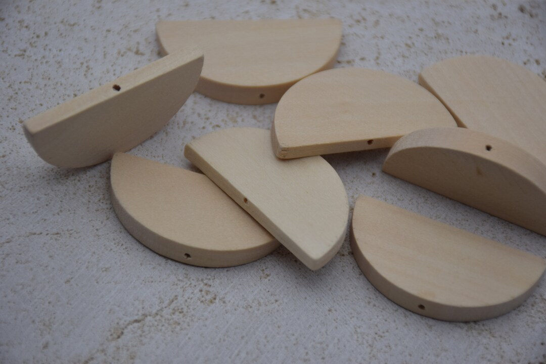 Semi Circle Wooden Beads Charms,diy Flat Wooden Hafl Disc,natural ...