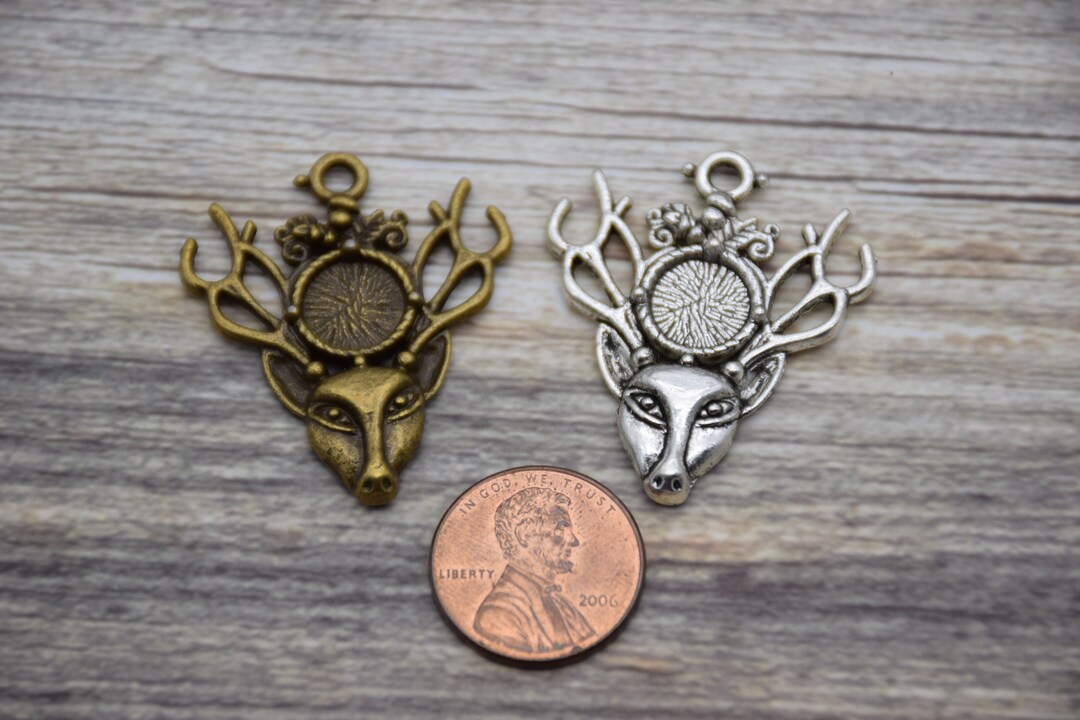 10 Deer Head Charm Stag Head Charm Buck Head Charm Antlers Charm Animal ...