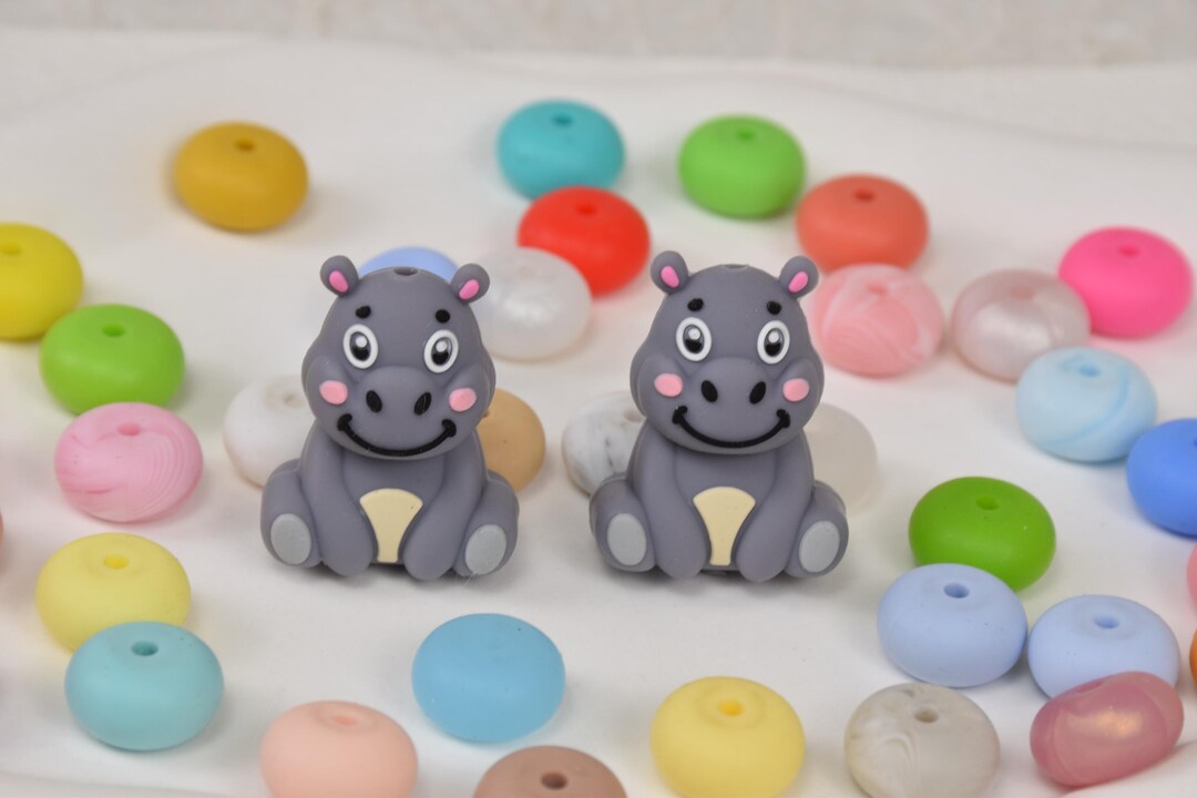 3D Hippopotamus Silicone Beads,hippo Animal Focal Bead,gifts for ...