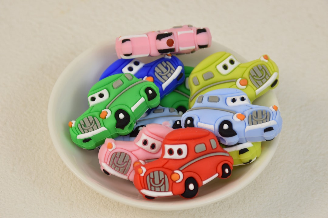 Cartoon Car Shape Focal Silicone Beads,diy Pen Beads,gifts Charms Beads ...